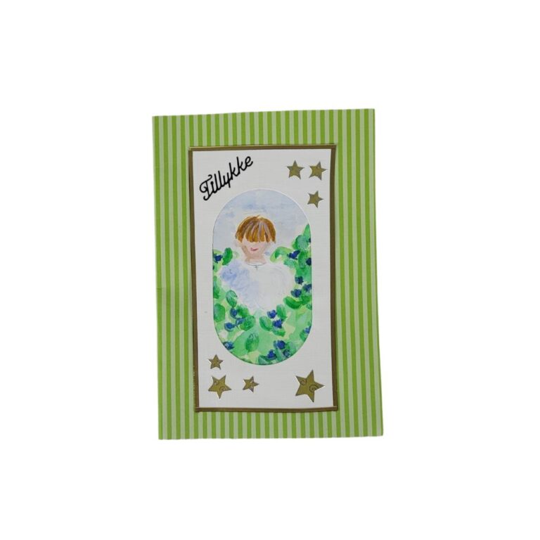 Konfirmationskort til dreng | Kunstnerisk malet med akvarelmaling